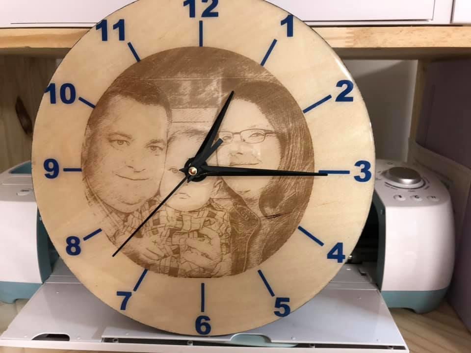 First clock! Not perfect but pretty happy. Made this for my son/wife ...