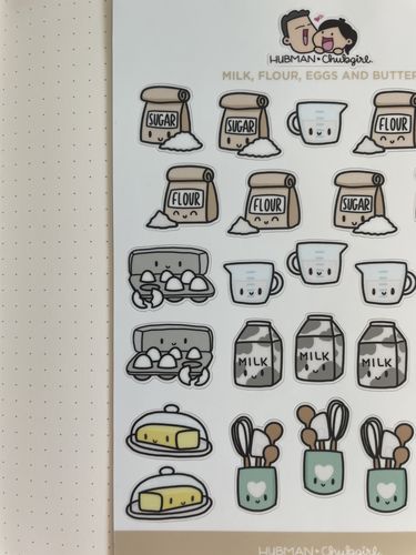 Papercraft Flour Sticker Sheet Eggs and Butter! Milk Scrapbooking etna ...